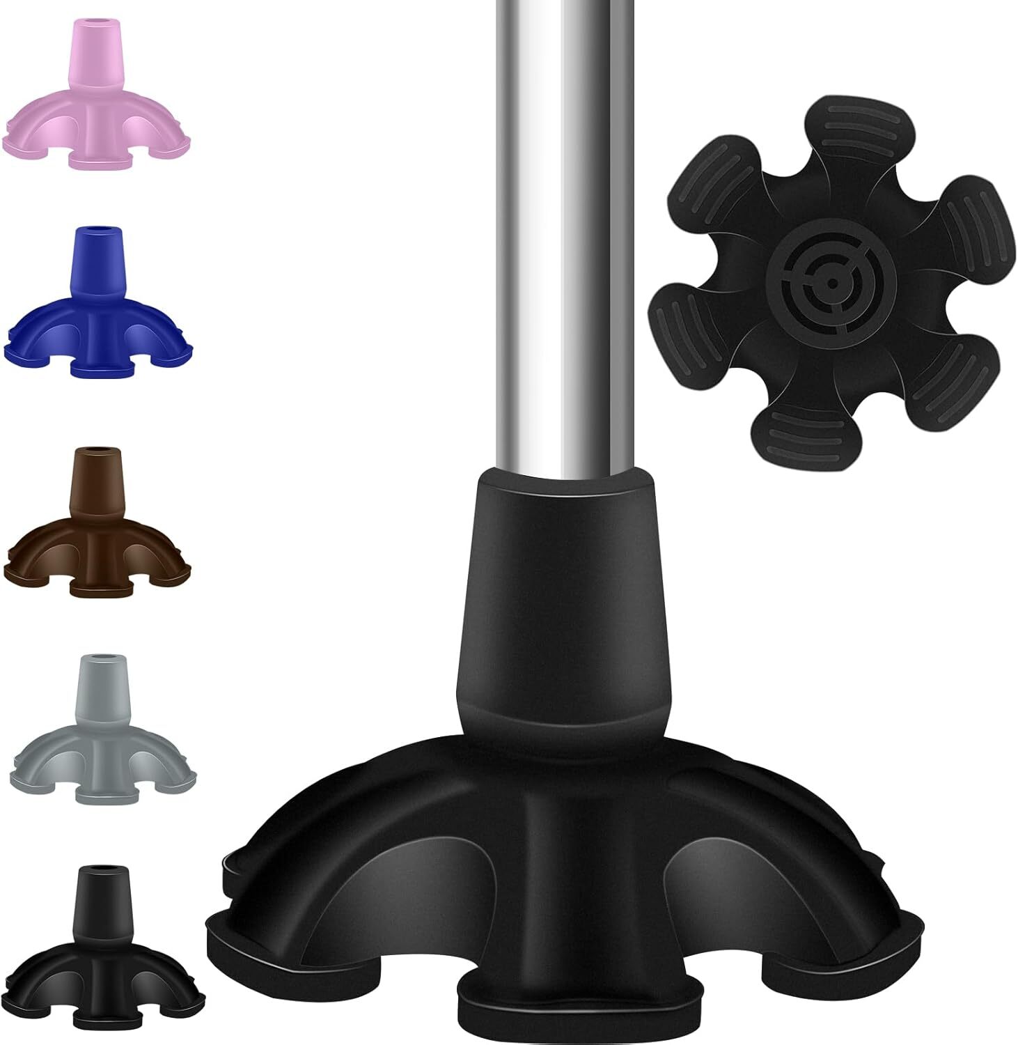 Heavy Duty Rubber Cane Tip - 6 Support Feet, 3/4 inch… - Gem
