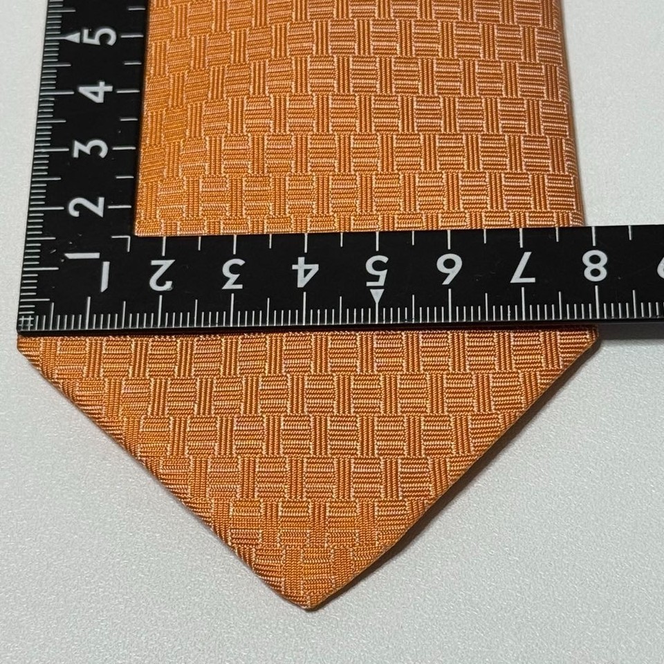 HERMES H Logo One Point Orange Tie 068211 | eBay UK