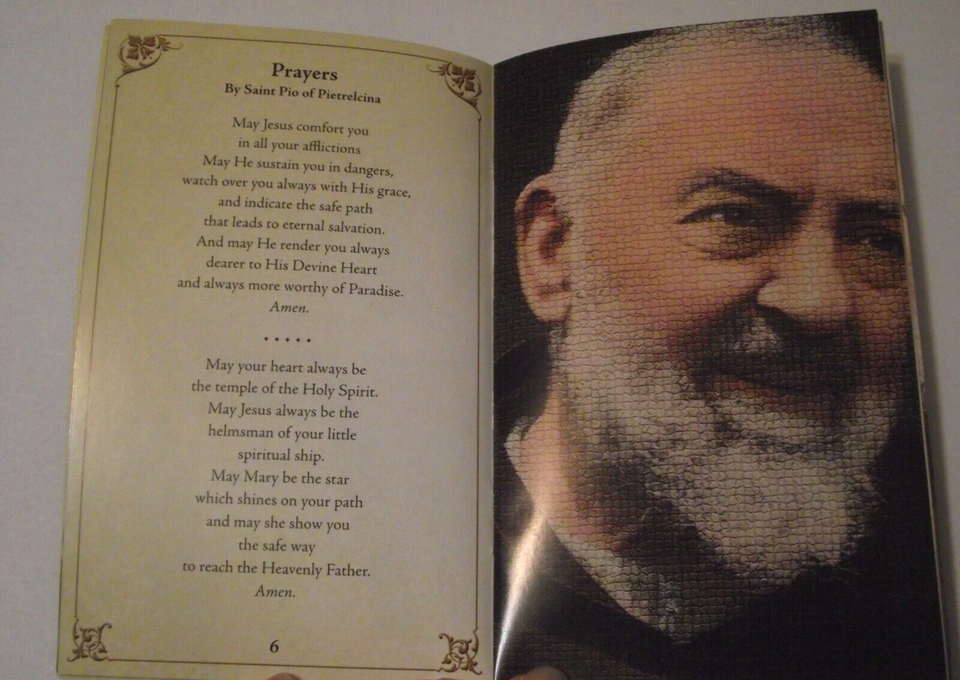 Cloth touched to relic of Saint Padre Pio Pio's Devotions prayer book ...