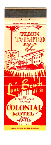 COLONIAL MOTEL matchbook matchcover - LONG BEACH, CALIFORNIA | eBay