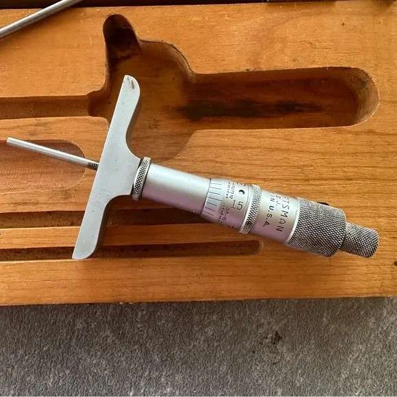 Craftsman 0-3" Depth Micrometer w/ Original Wooden Box USA Made Tool ...