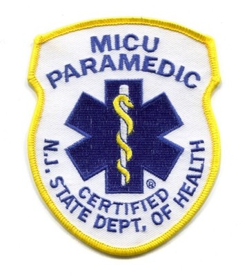 PATCH NEW JERSEY STATE DOH HEALTH CERTIFIED MICU PARAMEDIC EMS ...