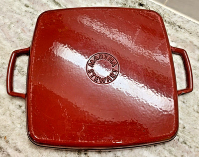 Martha Stewart 10” Cranberry Red Cast Iron Square Enameled Grill Pan | eBay