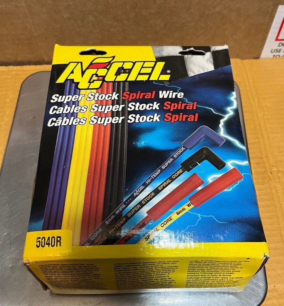 Accel 5040R Super Stock Spiral Wires Custom Fit Set RED Spark Plug wire ...