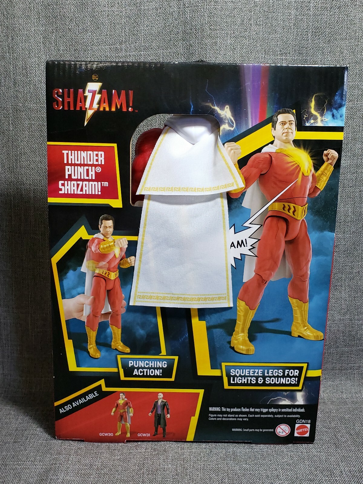 DC Shazam Thunder Punch Action Figure 20 Sounds & Phrases Ages 4 Mattel ...