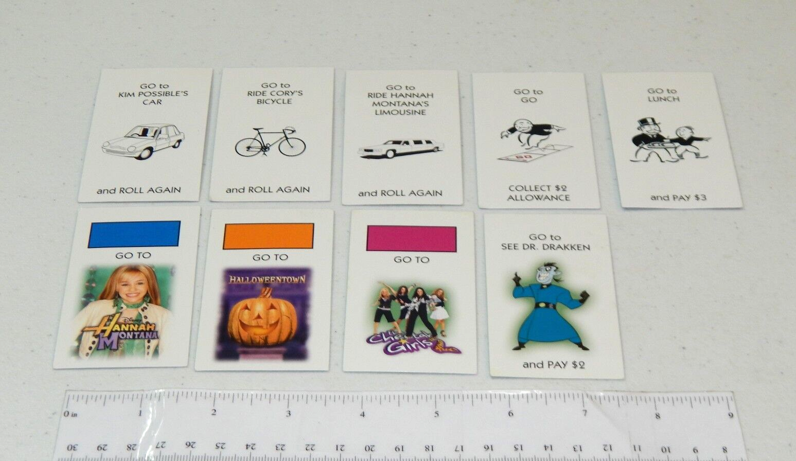 2007 Monopoly Junior Disney Channel Board Game Lot of 9 Go To Chance ...