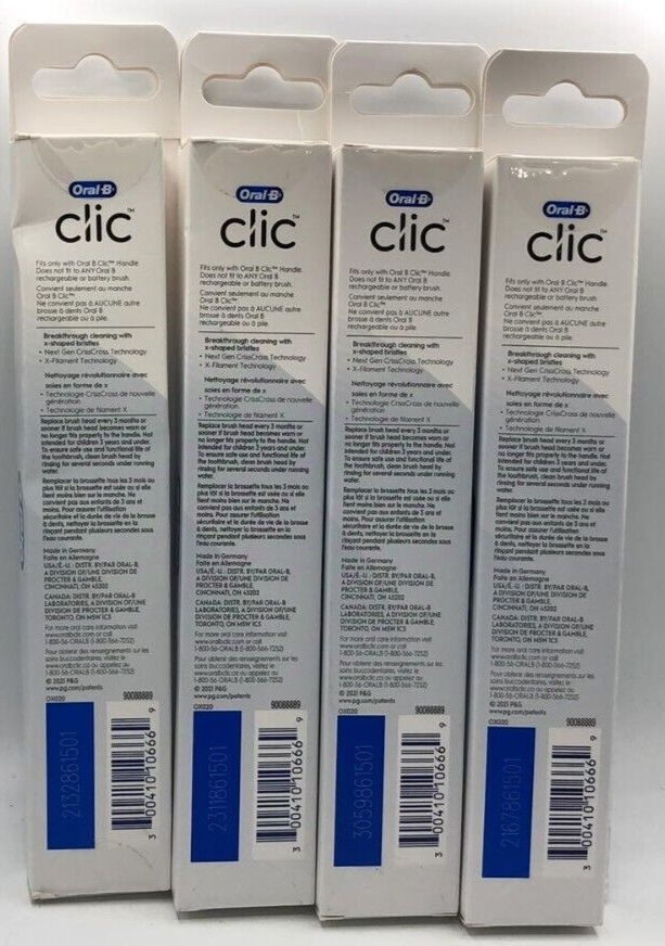 4PK Oral -B Clic Brush Heads ~ Ultimate Clean ~ 2 Brush Heads Each ...