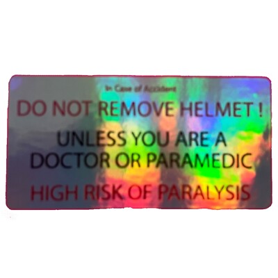 Set of 2 Caution Do Not Remove Helmet Sticker Decal Warning Reflective ...