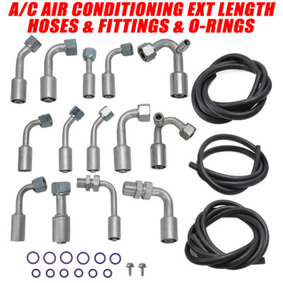 A/C Air Conditioning Ext Length Hoses Fitting Universal Kit , #6 #8 #10 ...