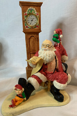Howard Miller Christmas Clock Figurine Checkin' It Twice Santa Claus ...