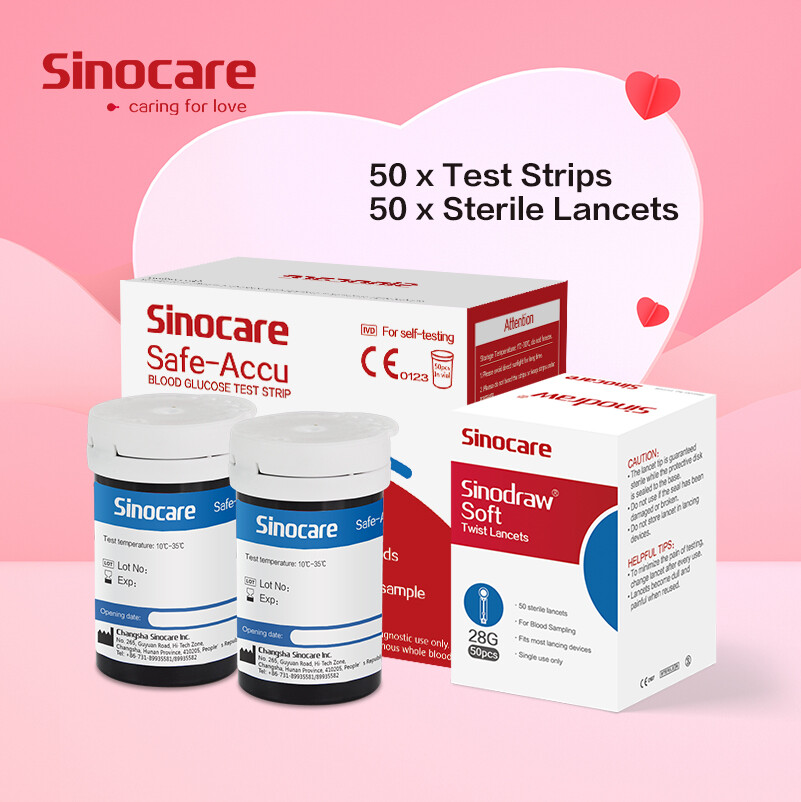 Sinocare Diabetes Sugar Meter Blood Glucose Monitor Testing Kit orTest ...