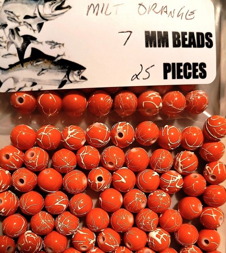 Fly Fishing Premium Trout/Salmon/Steelhead Beads 7mm 25Ct milt orange ...