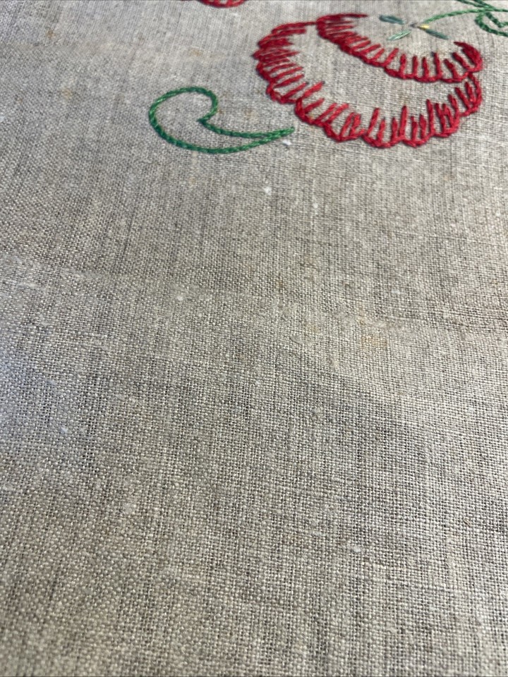 Gorgeous Vintage Tablecloth Embroidered w/ Red Poppies. Crocheted Edge ...