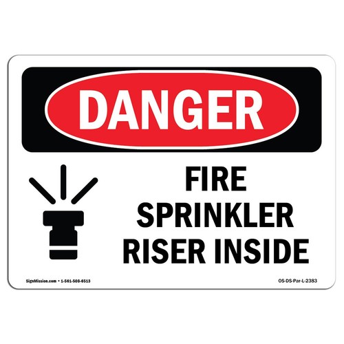 OSHA Danger Sign - Fire Sprinkler Riser Inside | Aluminum Sign ...