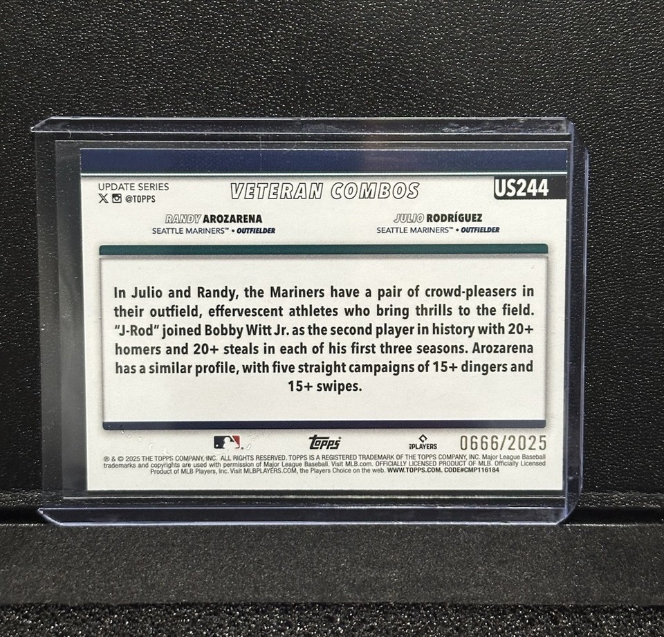 2025 Topps Update #US244 GOLD #/2025 SEATTLE MARINERS VETERAN COMBO J ...