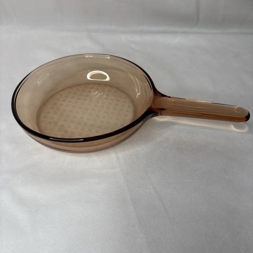 VTG CORNING Ware VISION 7" Sm Amber Skillet Pan Waffle Bottom Sauté ...