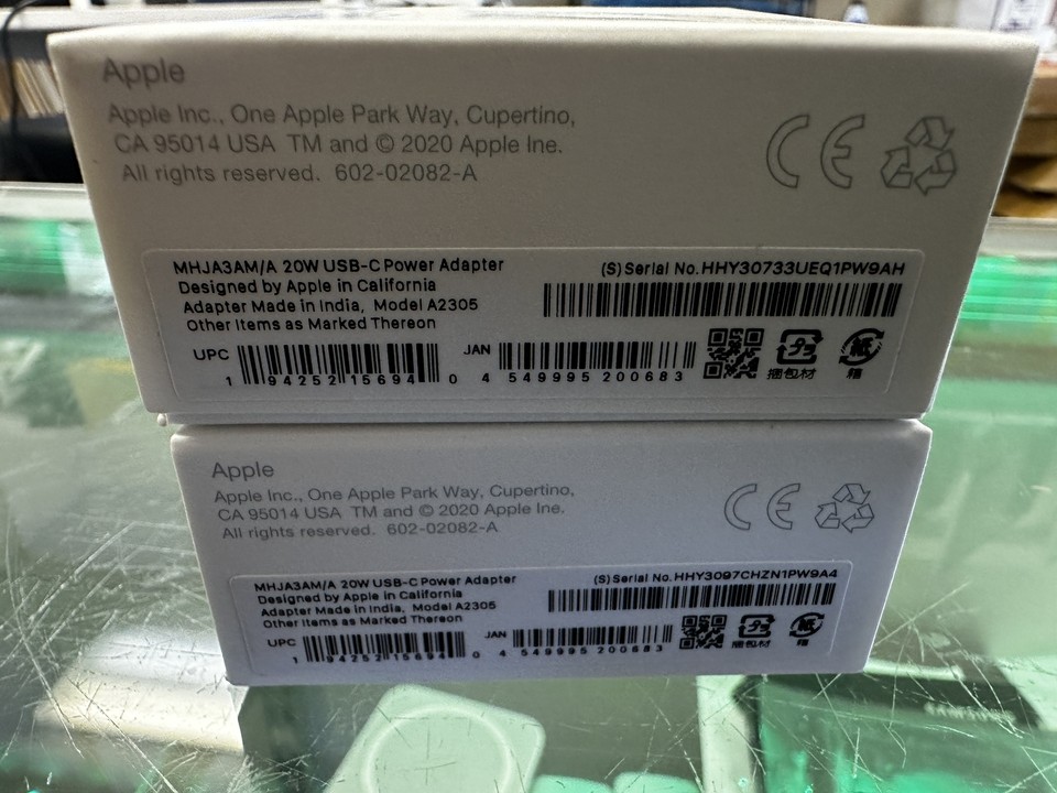 Genuine Apple A2305 MHJA3AM/A 20W USB-C Power Adapter Retail Box 2 Pack ...