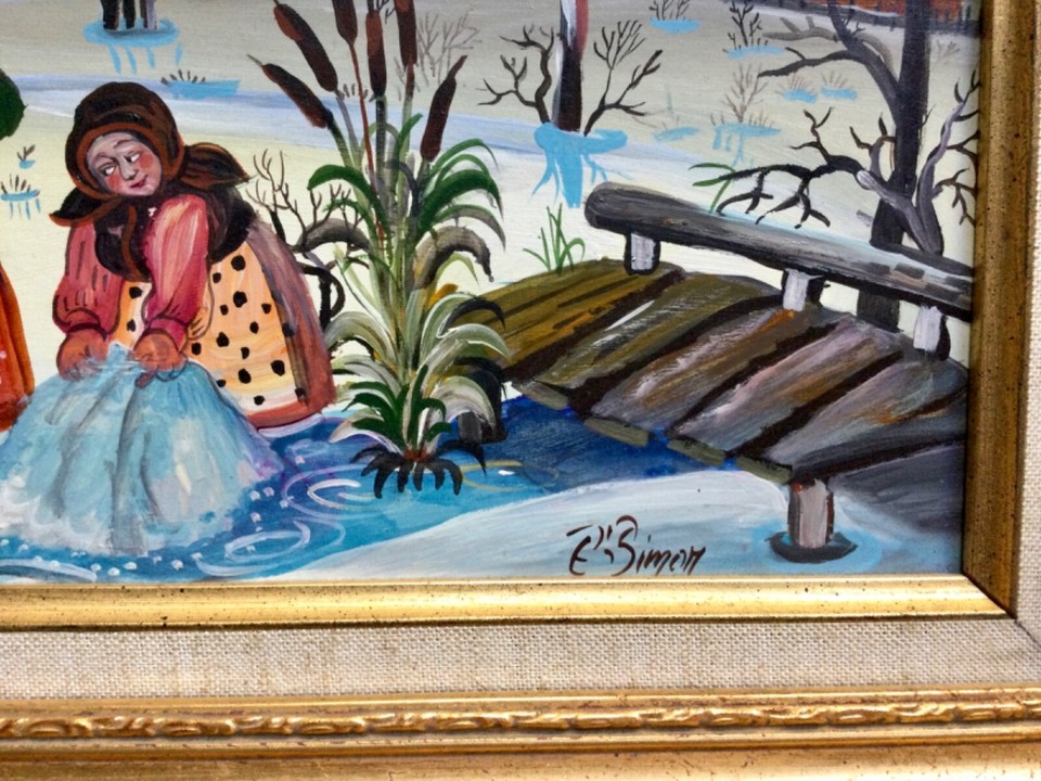 Great primitive Eastern European painting By Edith Simon on Masonite ...