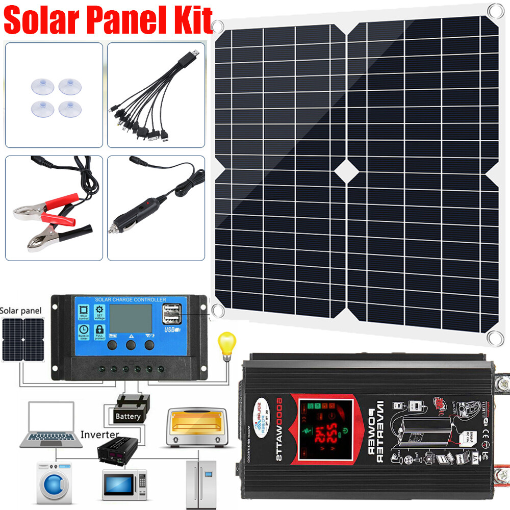 6000W Complete Solar Power Generator Solar Panel Kit 100A Home 110V ...