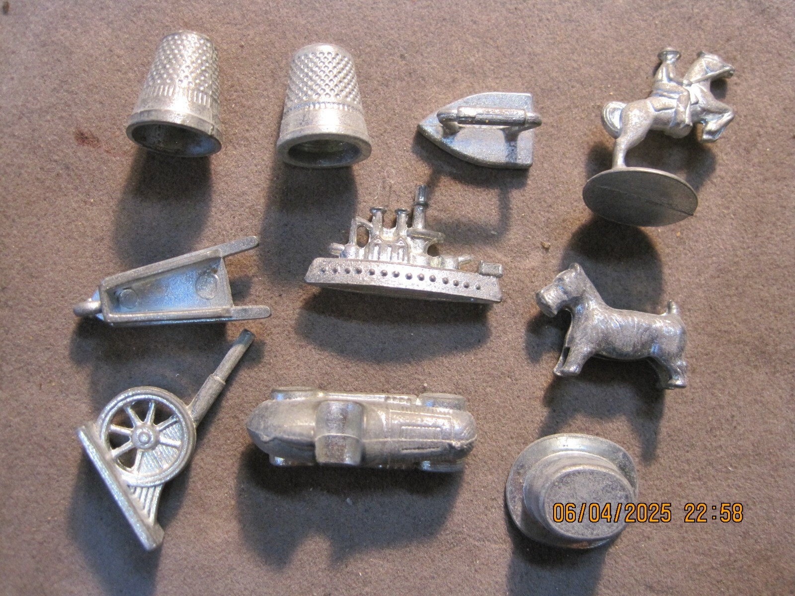 Vintage Monopoly Game Pieces Metal figures for playing the game Lot of ...