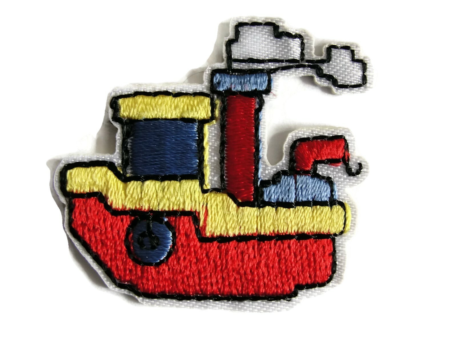 Childs Cartoon Red Blue Tug Boat Embroidered Iron On Patch 1.68 Inch | eBay