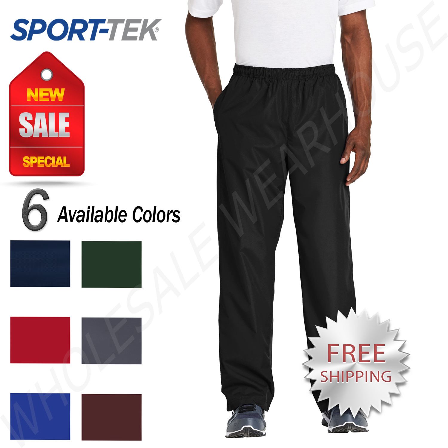 Sport-Tek Mens Athletic Water Wind Resistant Track Pants With Pockets M ...