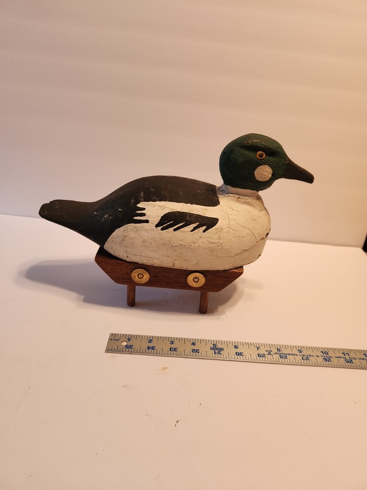 Vintage Hand Carved Wooden Duck Decoy – Folk Art Waterfowl Sculpture ...