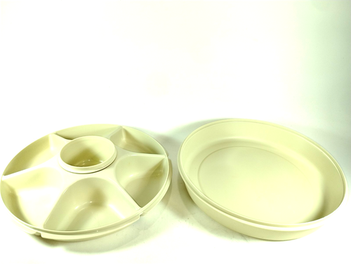 Tupperware 1665-3 Party Tray Veggie Container W/Dip Bowl (Missing Lid ...