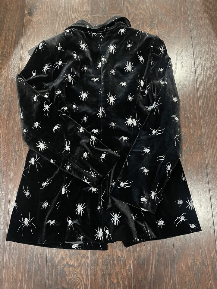 Disturbia Spiro Foil Print Velour Blazer Black Silver Women Size 8 NEW ...