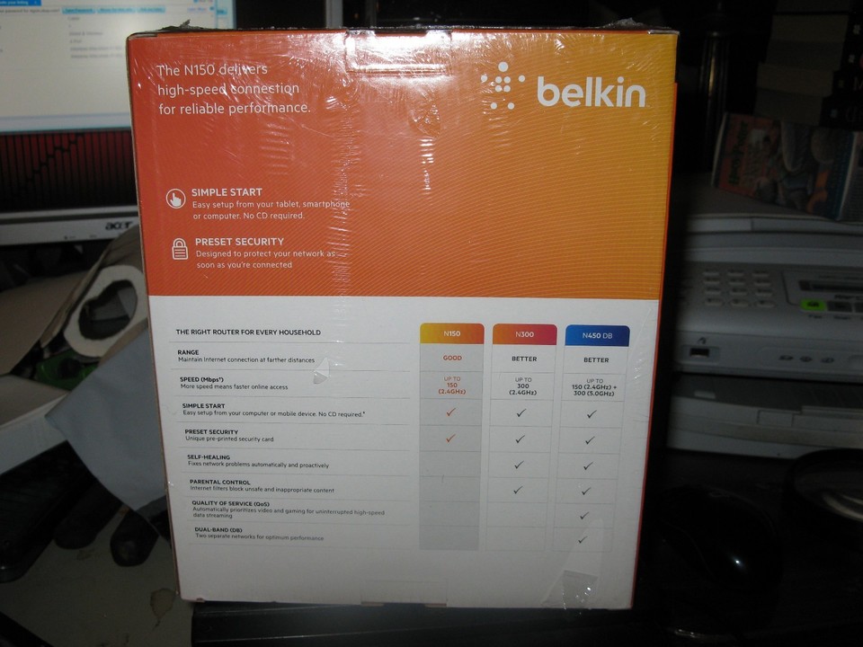 Belkin N150 Wireless/Wi-Fi Router F9K1001 Ver 5010 NEW SEALED PACKAGE ...