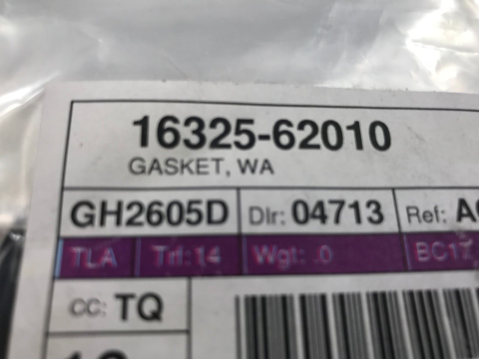 Toyota OEM Thermostat Housing water Outlet Gasket 16325-62010 Factory ...