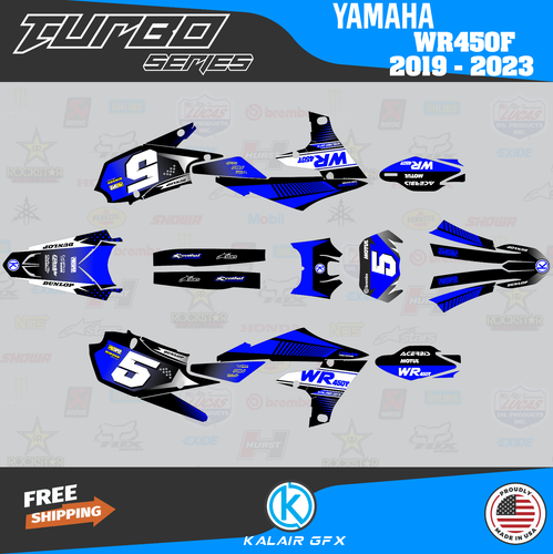 Graphics Kit for Yamaha WR450F 2019 2020 2021 2022 2023 Turbo-Blue ...
