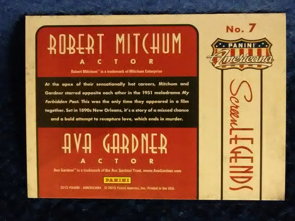 2015 Panini Americana Screen Legends Trading Card #7 Mitchum & Ava ...