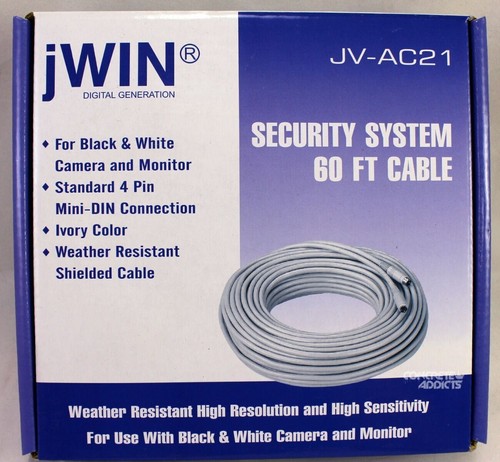 jWIN Security Camera 60ft Shielded Cable 4 Pin Mini-DIN MDIN-6 PS/2 JV ...