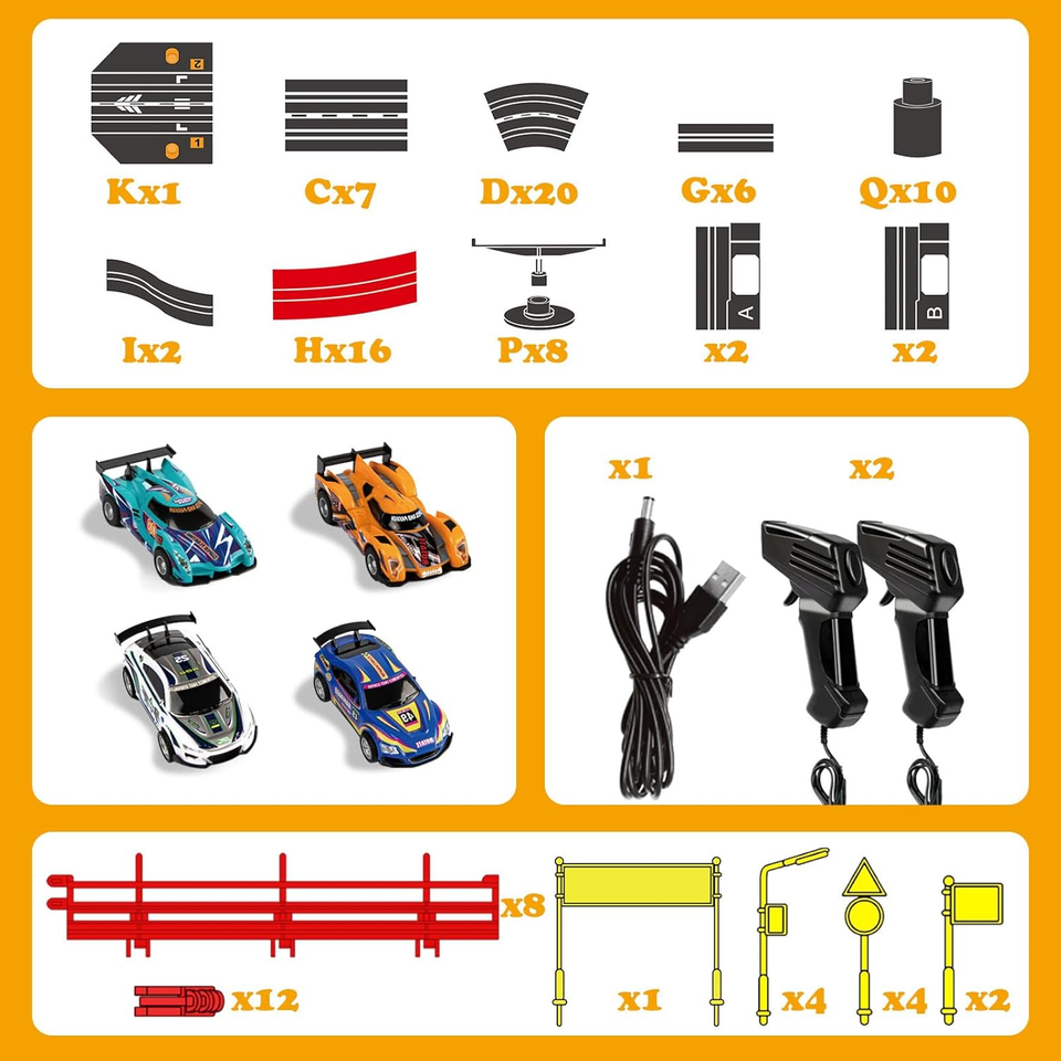 Slot Car Race Track 30FT Electric Race Car Track with 4 High-Speed 1:43 ...
