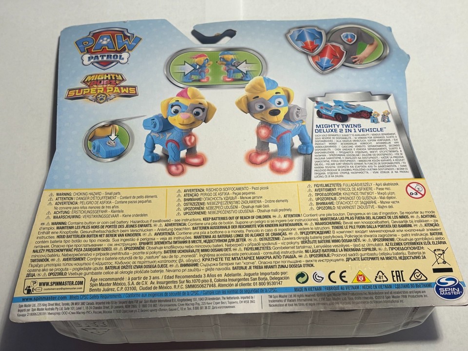 Paw Patrol Mighty Twins Tuck and Ella Super Paws Pup & Badge ~ NEW ...