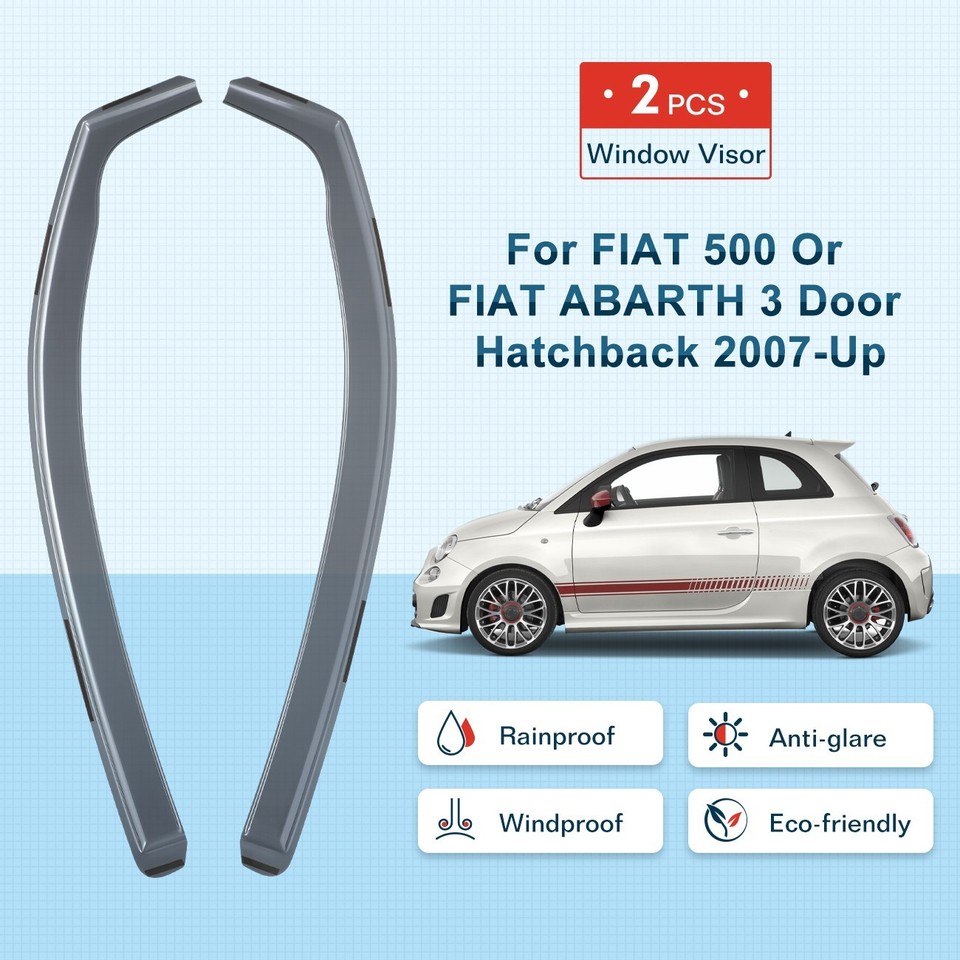 Wind Deflectors FOR FIAT 500 or Fiat ABARTH 3-doors 2007-on 2pc Tinted ...
