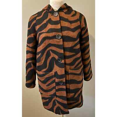 Linea By Louis Dell’Olio Wool Blend Tiger Stripe Lined Hooded Coat XXS ...