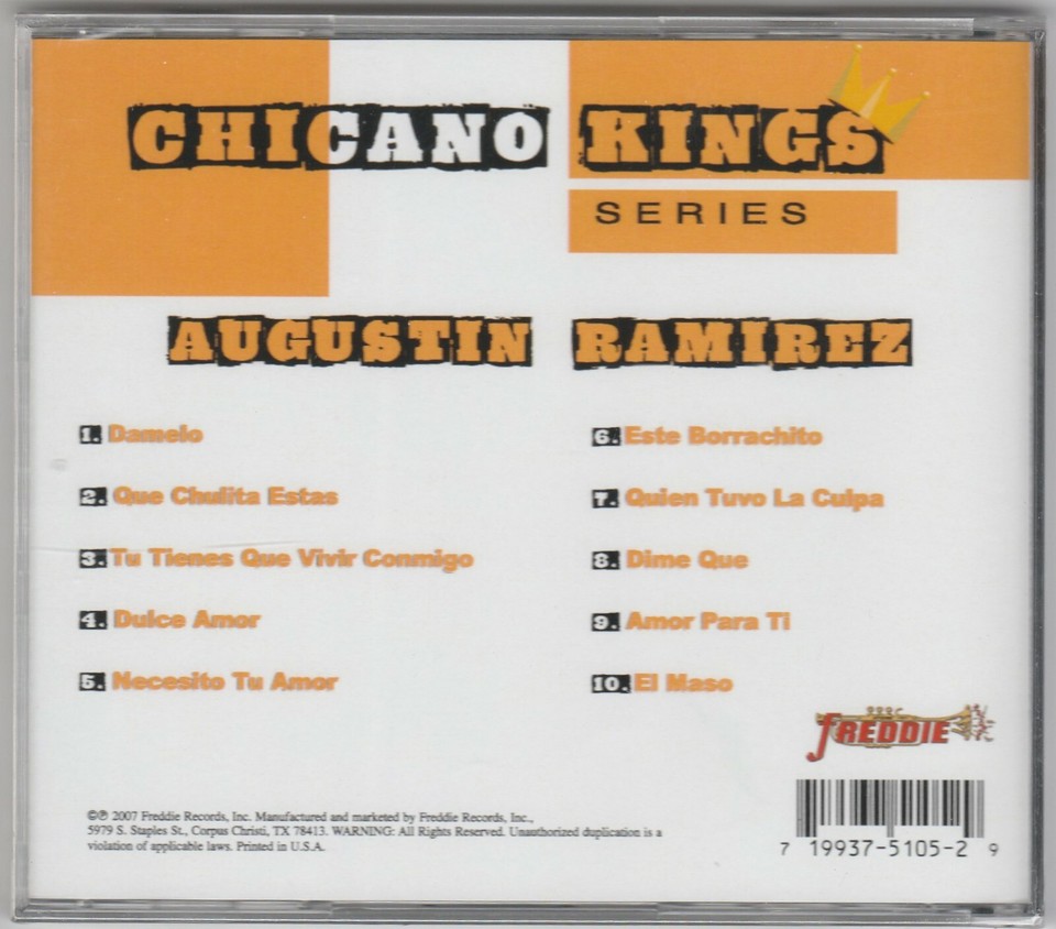 *Augustine Ramirez-"Chicano Kings" /1970's Hits/ *Tejano Tex-Mex CD ...