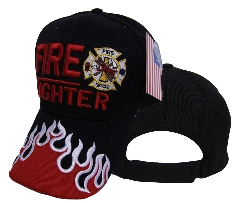 Fire Fighter Dept. Department Search & Rescue Flames Embroidered Cap ...