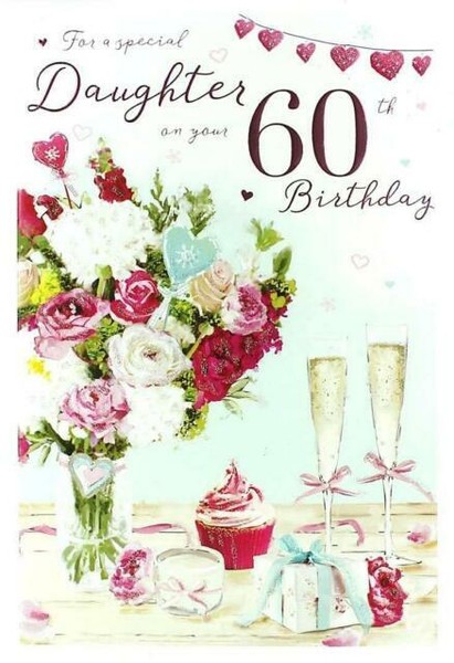 to a Special Daughter 60th 60 Present Heart & Word Design Happy ...