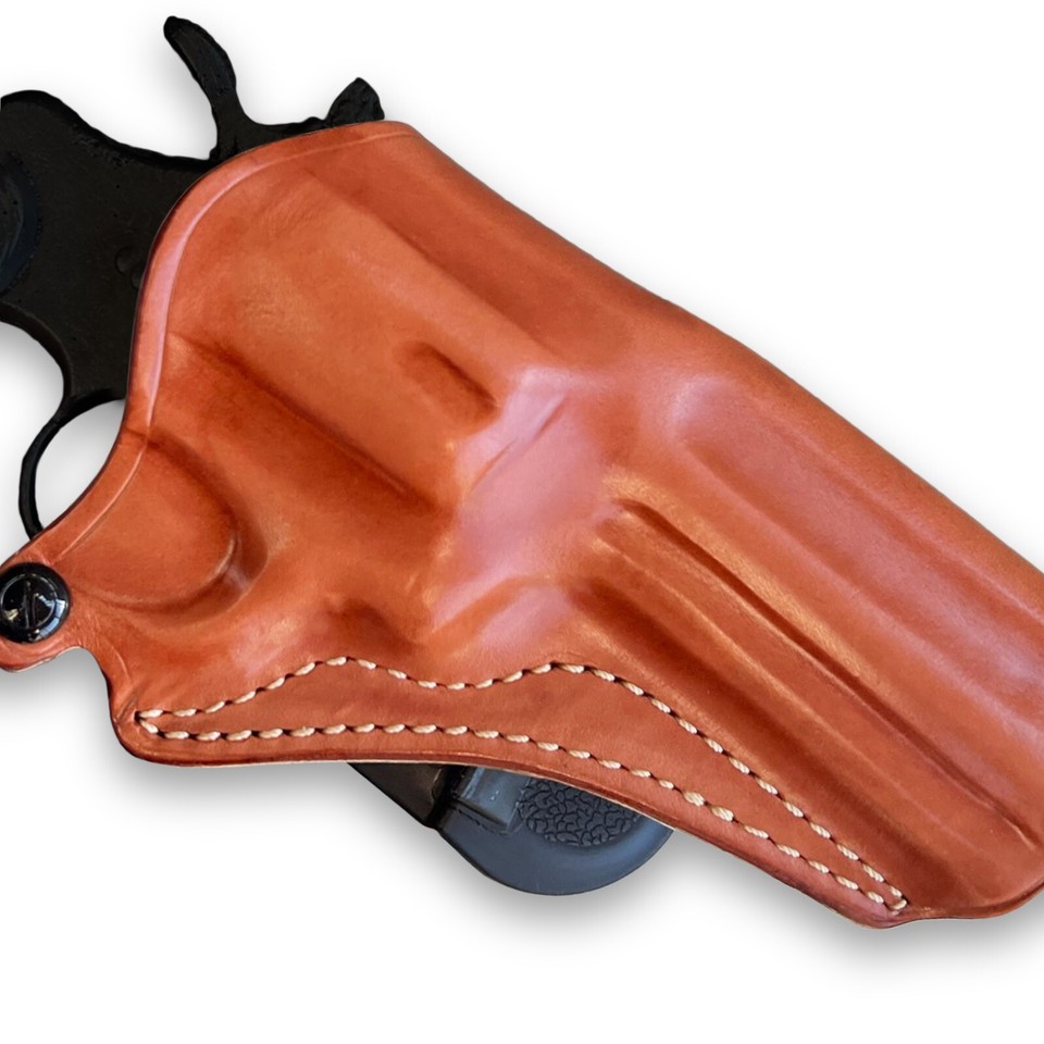 Leather Paddle Holster Fits, Colt Python 357 Magnum Revolver 4.25 ...