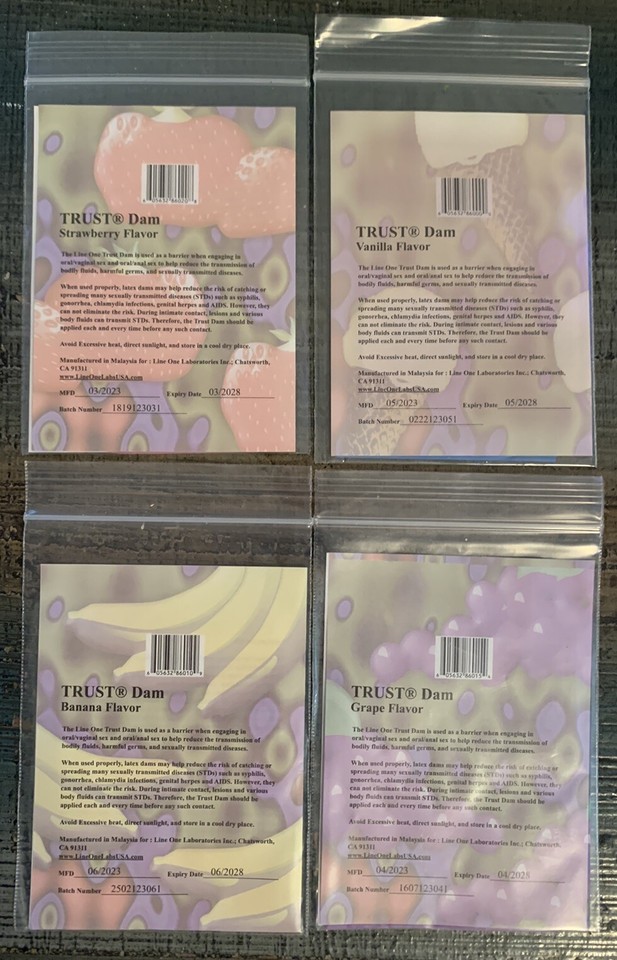 Trust Dam Assorted Flavored Oral Sex Dam (4-pack) | eBay