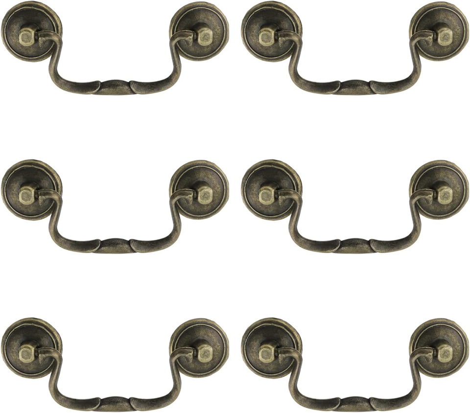 6 Pcs Antique Bail Handle Drop Pulls Vintage Bronze Drop Bail Drawer ...
