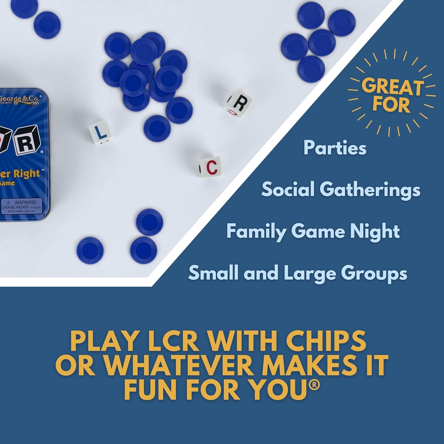 LCR® Left Center Right™ Dice Game - Blue Tin 885958581807| eBay