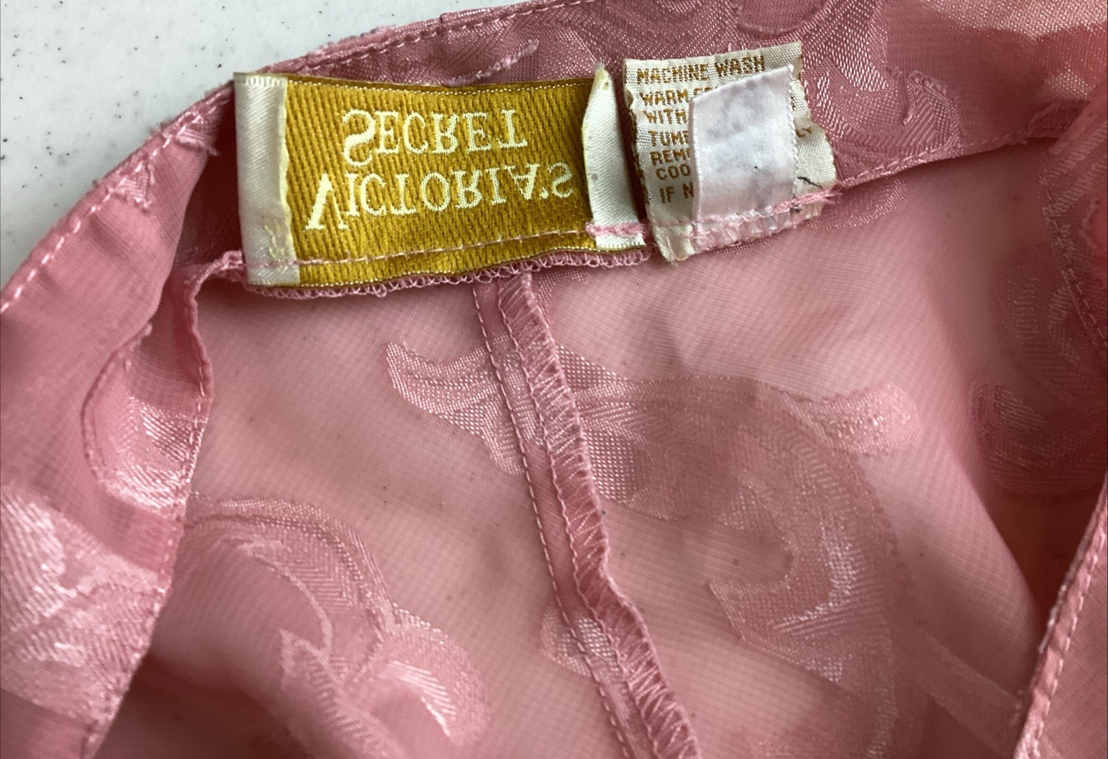 Victoria's Secret Nightie Womens L Gold Label Pink Short Sheer Jacquard ...