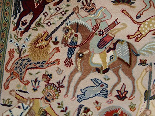 Area Rug 7 Horses King Hunting Classic Hand Double Knotted Fine Carpet ...