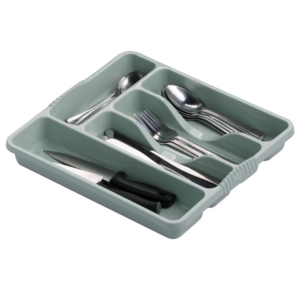 Cutlery Tray Drawer 5 Section Plastic Small Kitchen Insert Spoon Fork ...
