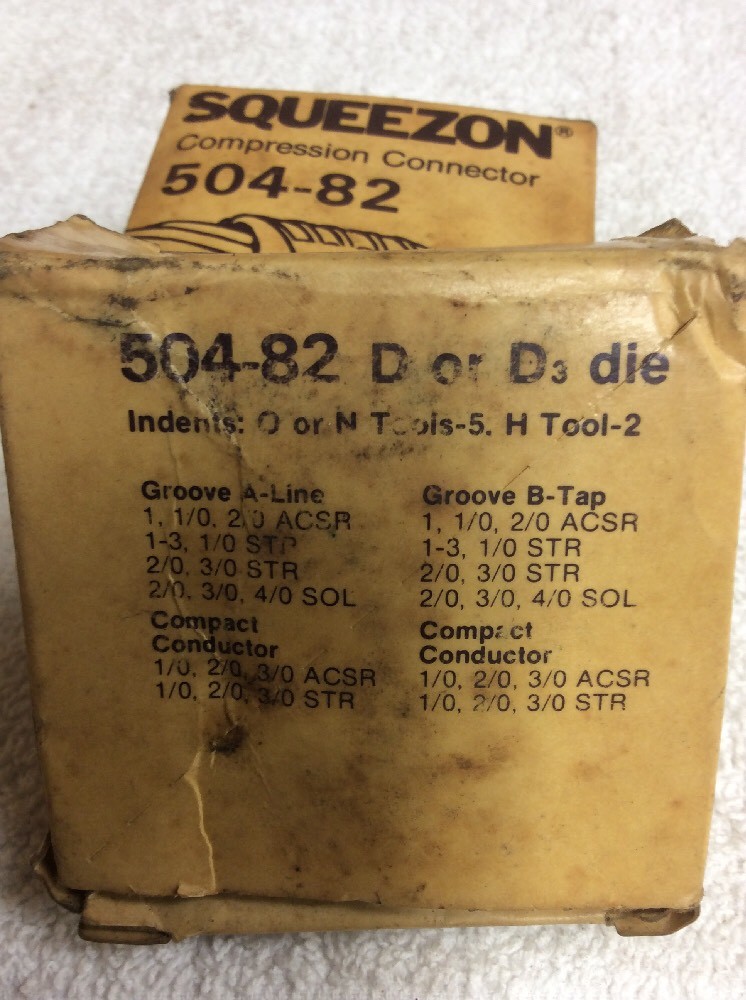 Lot of (5) KEARNEY SQUEEZON 504-82 D or D3 Die COMPRESSION CONNECTOR | eBay
