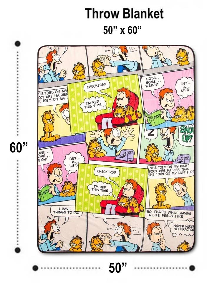 Garfield and Jon "Comic Strip Panels" Kids 50" x 60" Sherpa Throw ...